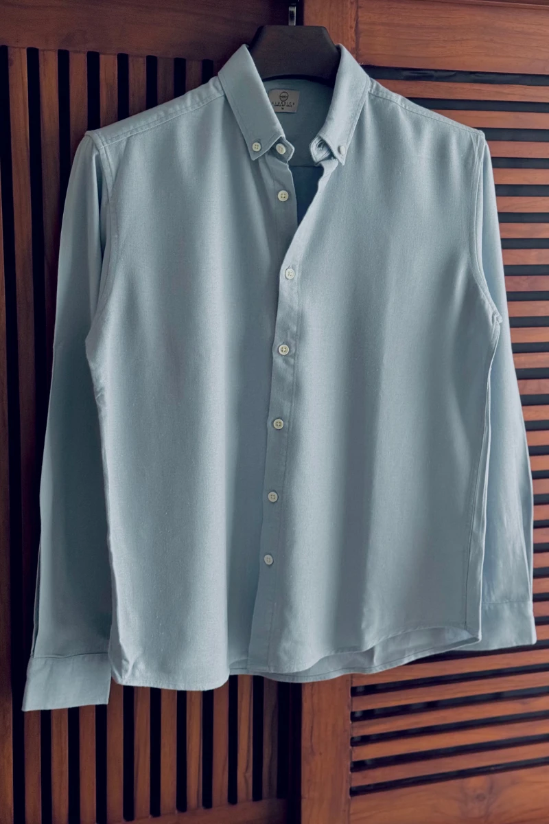 Ash Blue Solid Shirt Remi Cotton