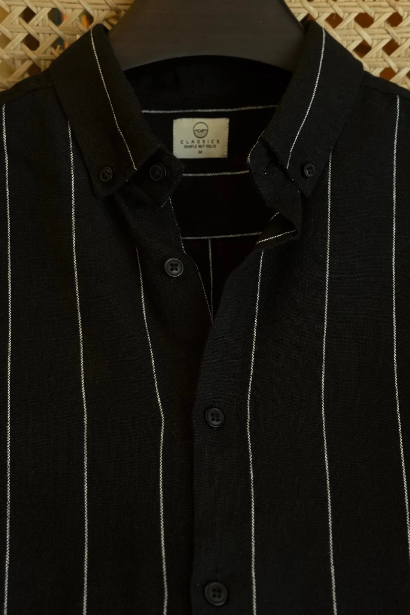New Black With White Single Stripe