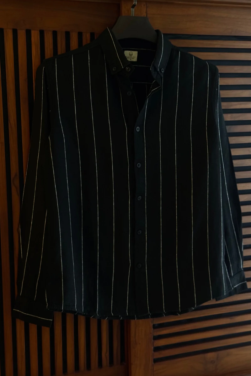 New Black With White Single Stripe