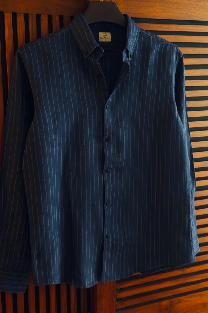 Navy Blue With Soft Blue Stripe